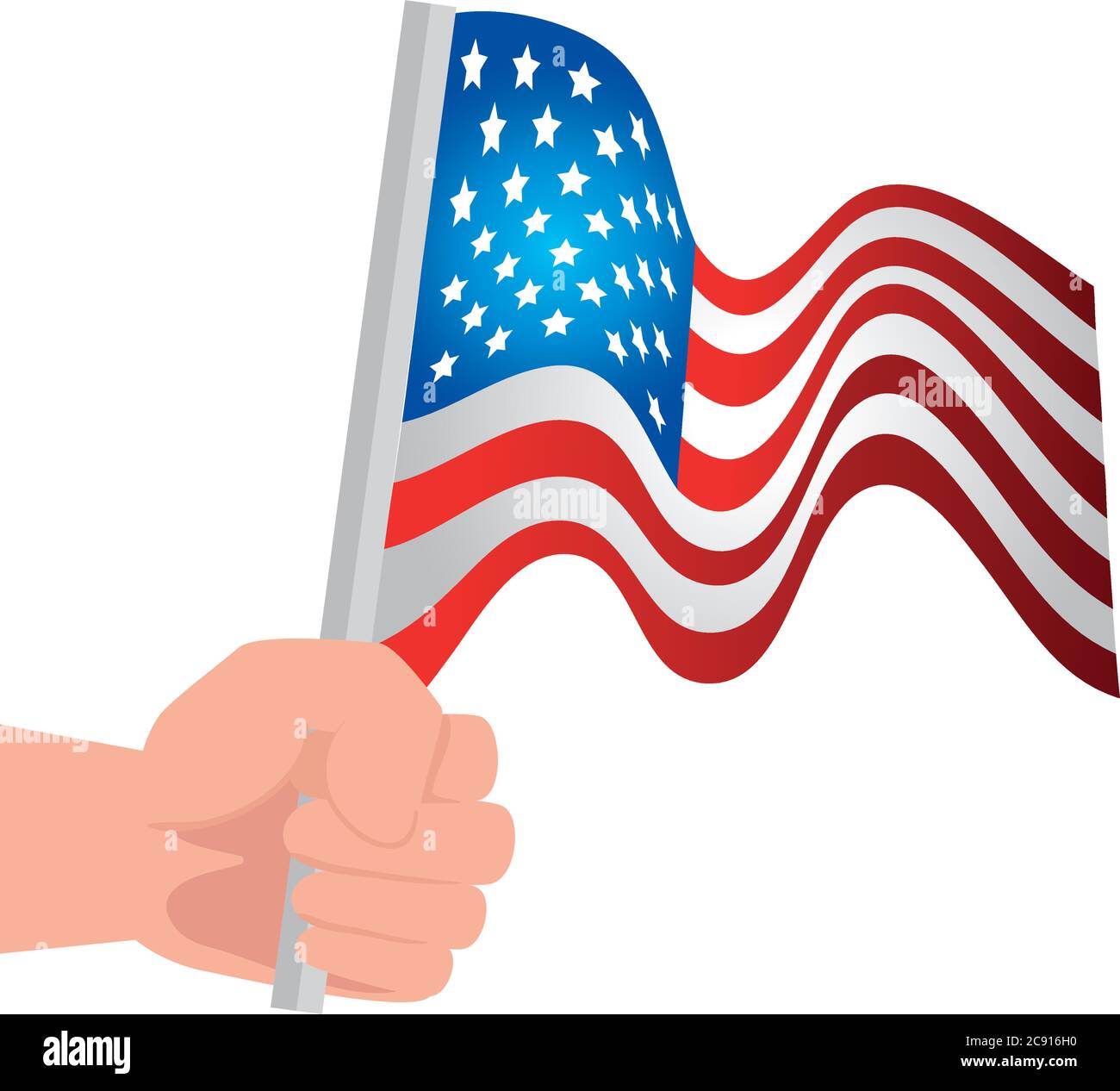 hand with united states flag on white background Stock Vector Image ...
