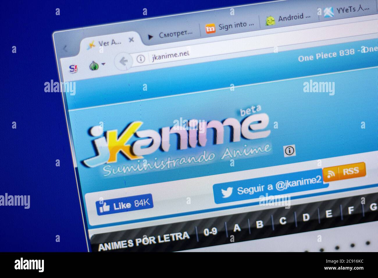 Ryazan, Russia - June 05, 2018: Homepage of JKanime website on the ...