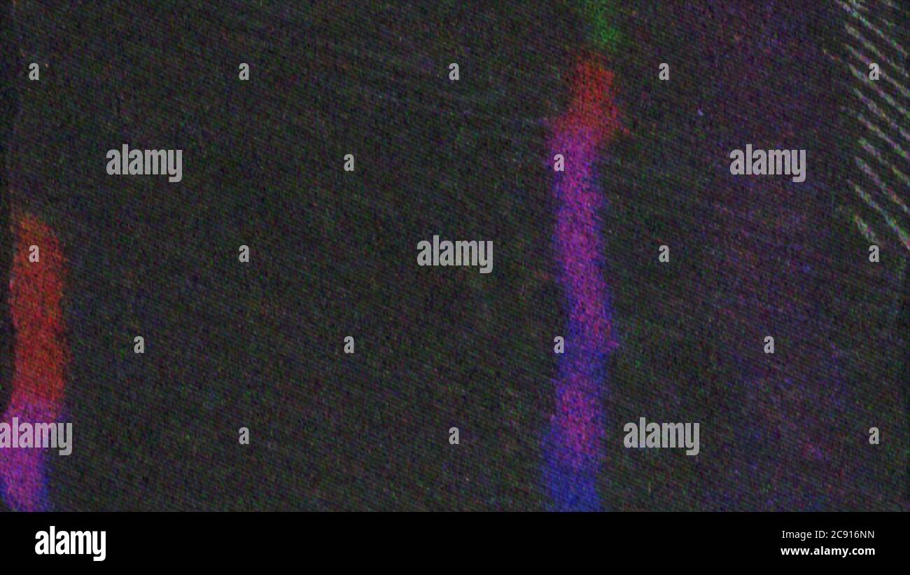Horizontal distortion of broken video image on black background, VHS ...