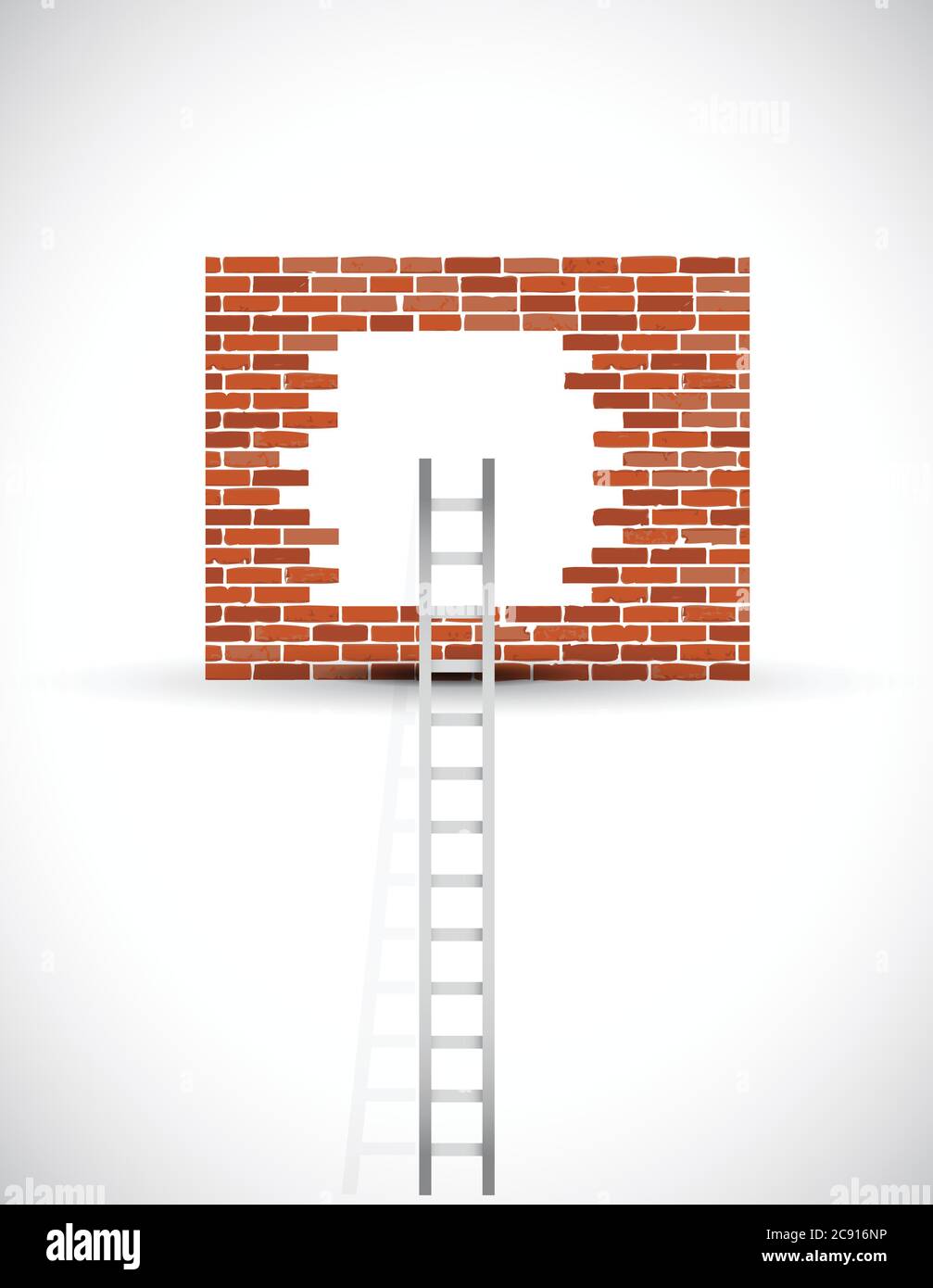 Ladder to wall illustration design over a white background Stock Vector ...