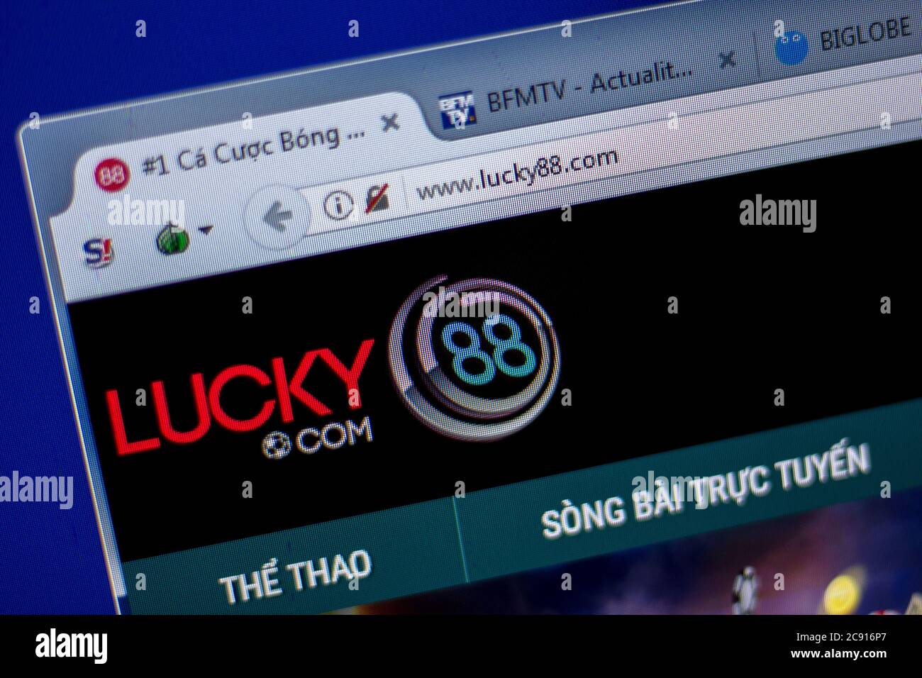 Ryazan, Russia - June 05, 2018: Homepage of Lucky88 website on the display of PC, url - Lucky88 ...