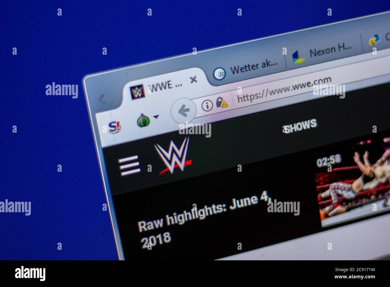Ryazan, Russia - June 05, 2018: Homepage of WWE website on the display ...