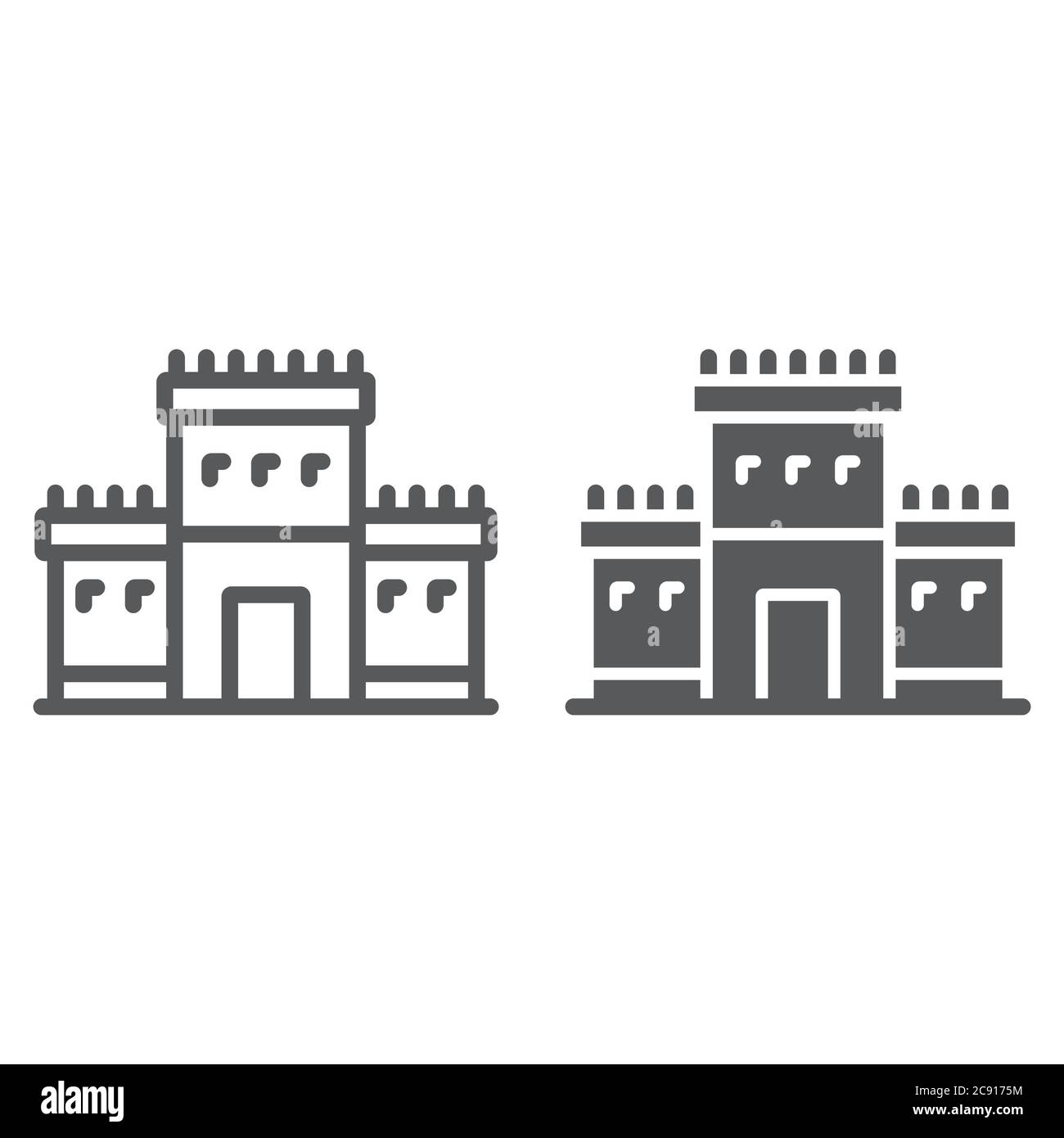 Solomon temple in jerusalem line and glyph icon, religion and hebrew ...