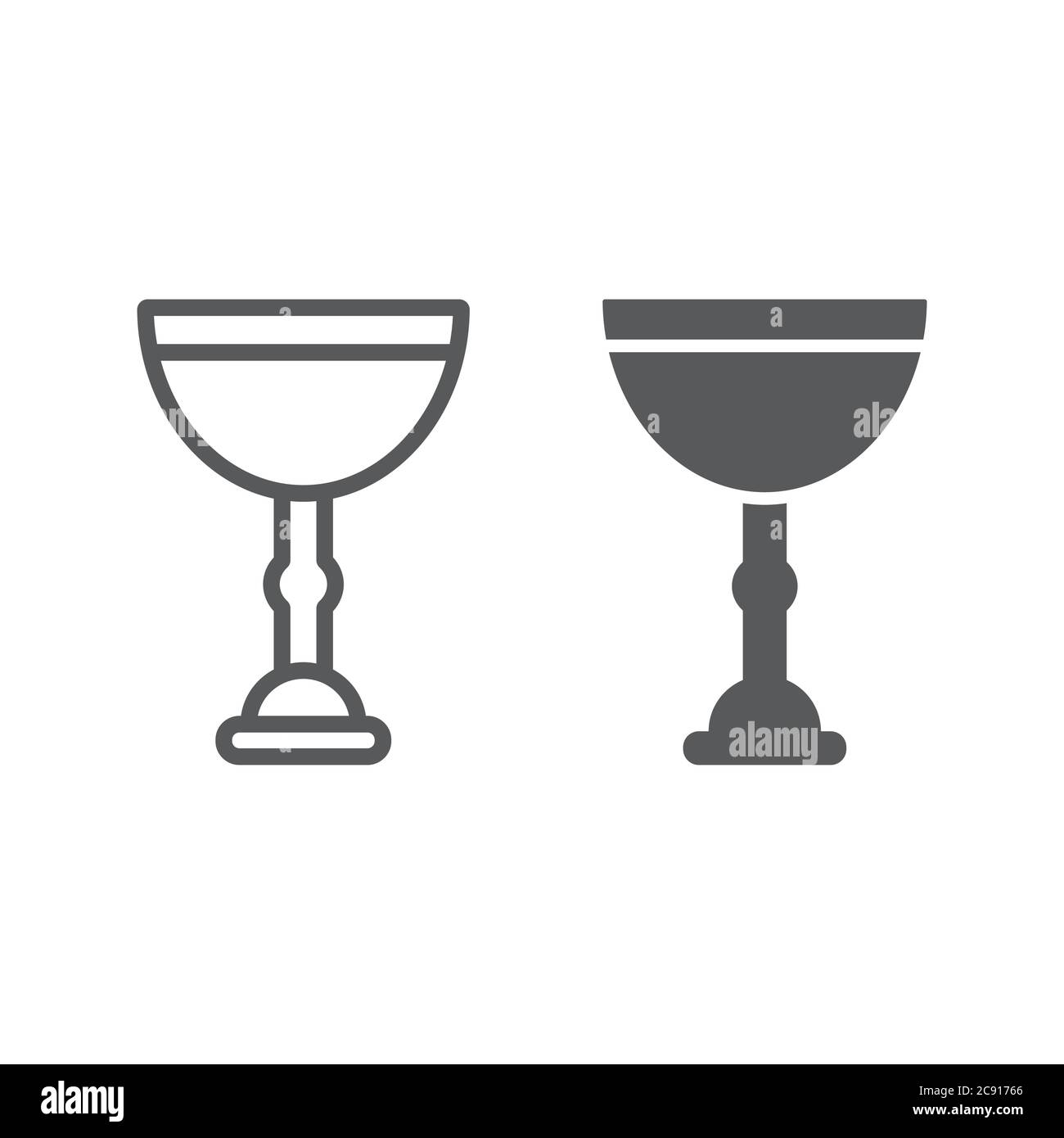 Jewish goblet line and glyph icon, cup and judaism, kiddush wine cup ...