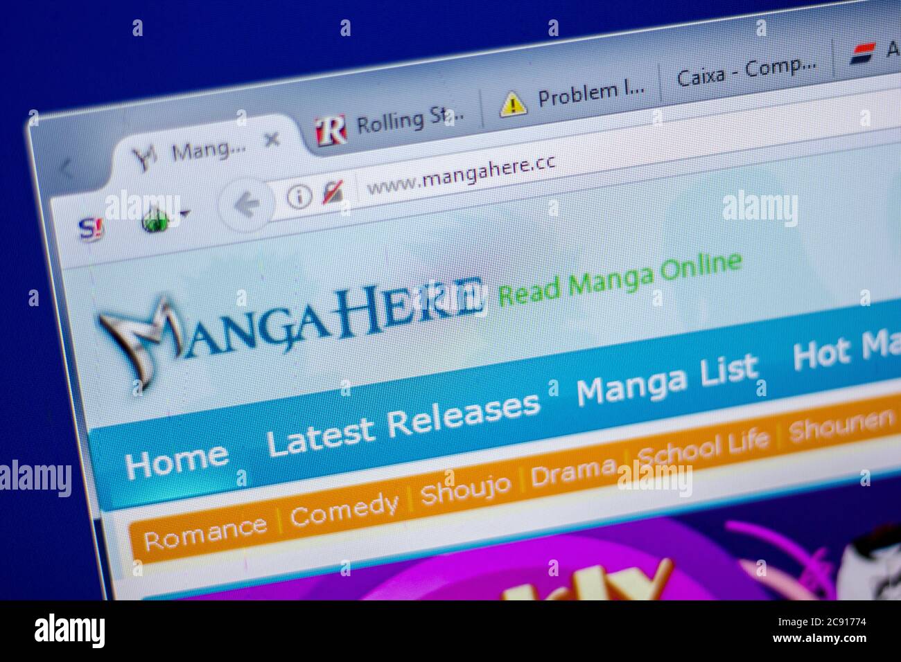 Ryazan, Russia - June 05, 2018: Homepage of MangaHere website on the ...