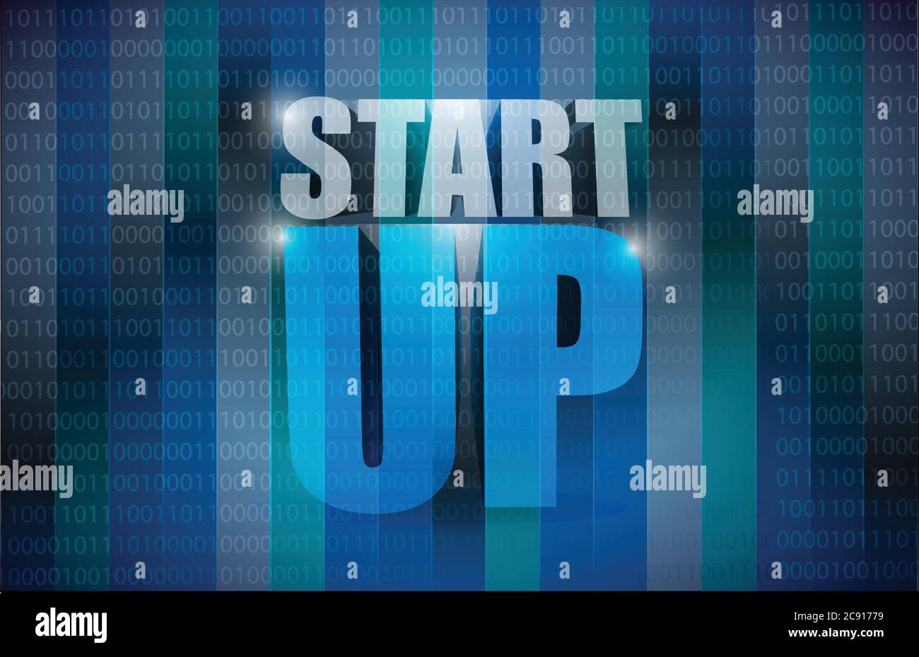 Start up sign illustration design over a binary background Stock Vector ...