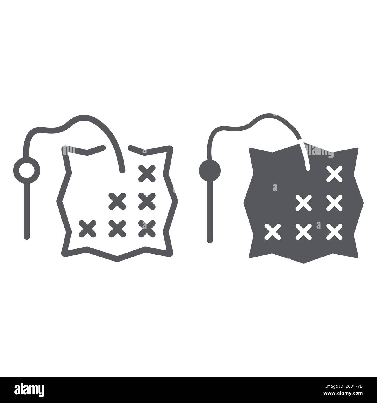 Embroidery line and glyph icon, handmade and sewing, needle sign ...