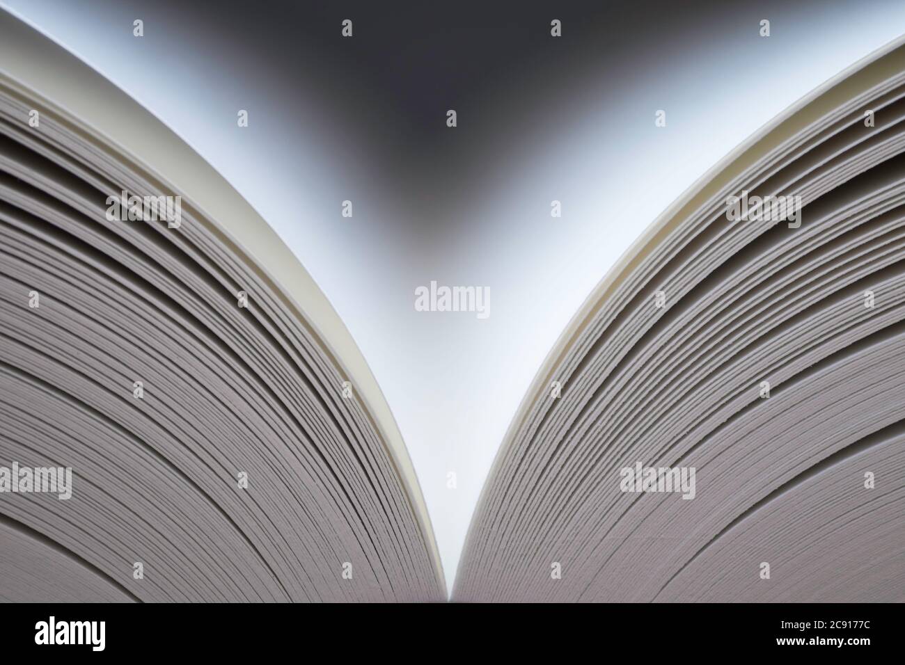 Open book with narrow depth of field. Focus on right side of papers ...