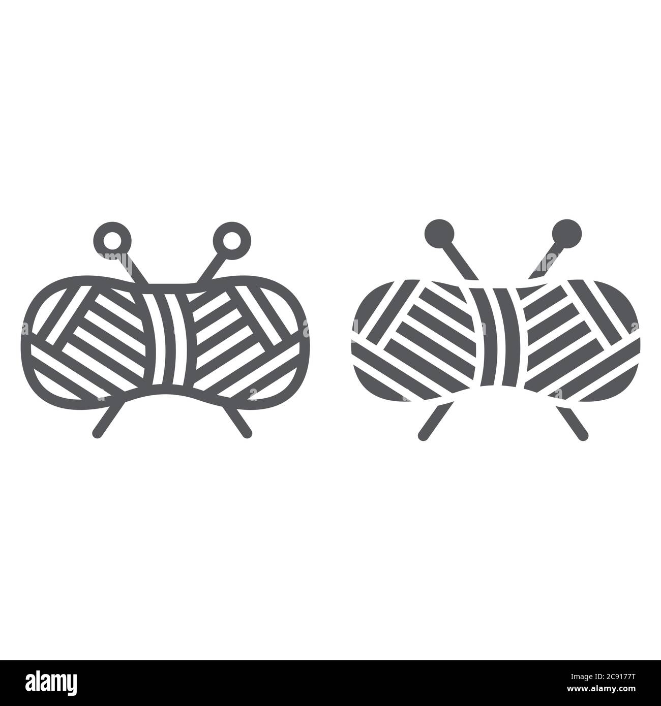 Yarn ball line and glyph icon, knitting and sew, thread sign, vector ...