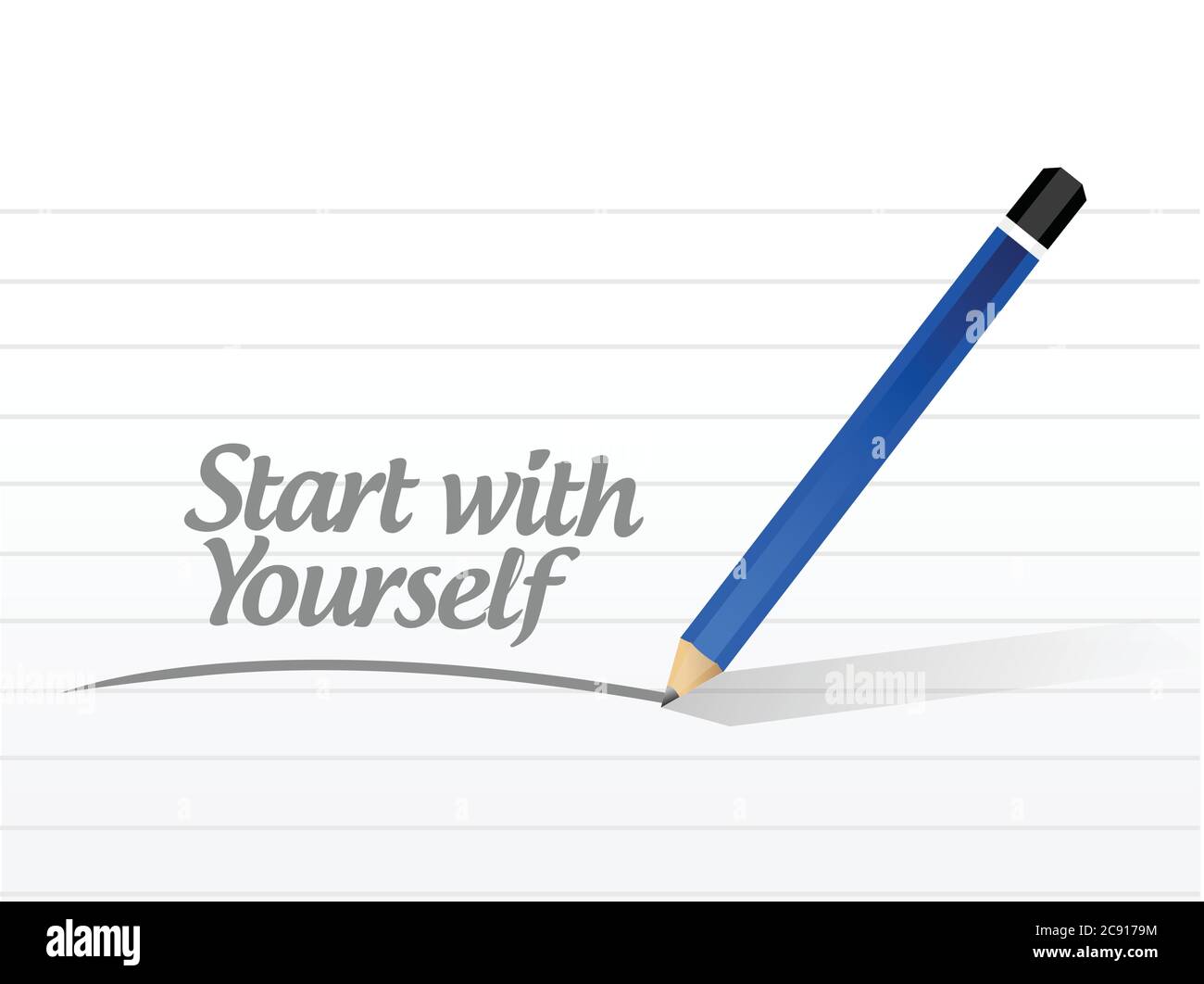 Start with yourself message illustration design over a white background ...