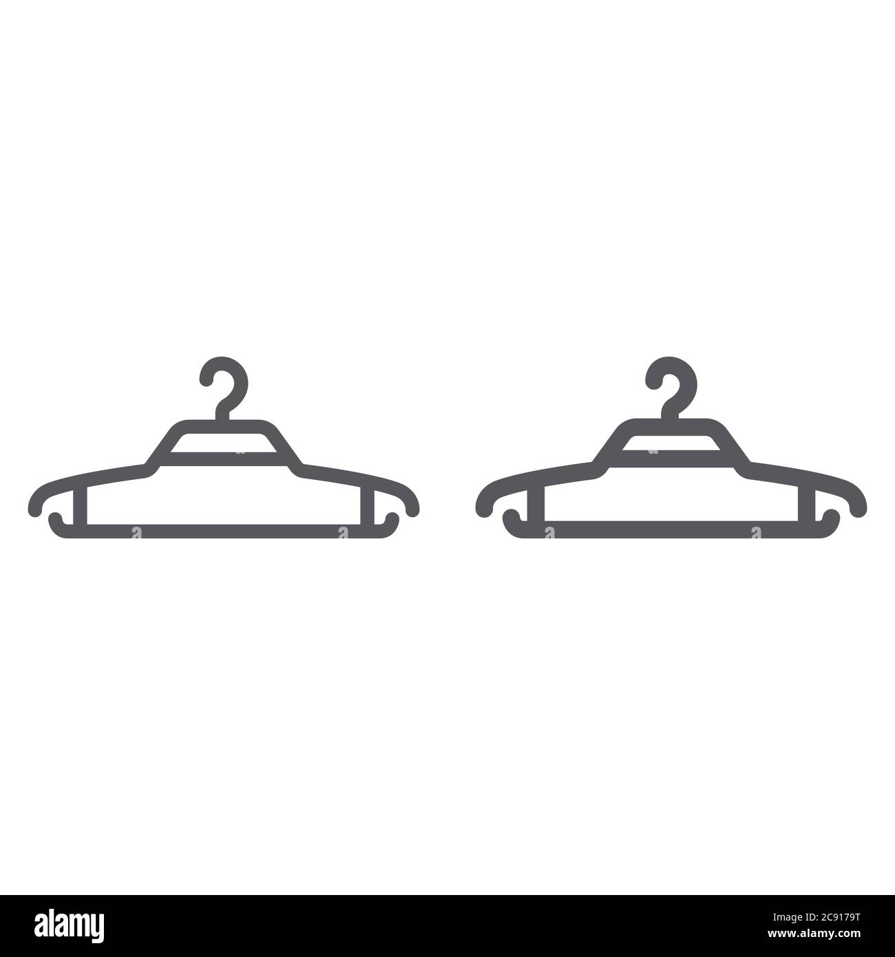 Hanger line and glyph icon, clothing and wardrobe, clothes hanger sign ...