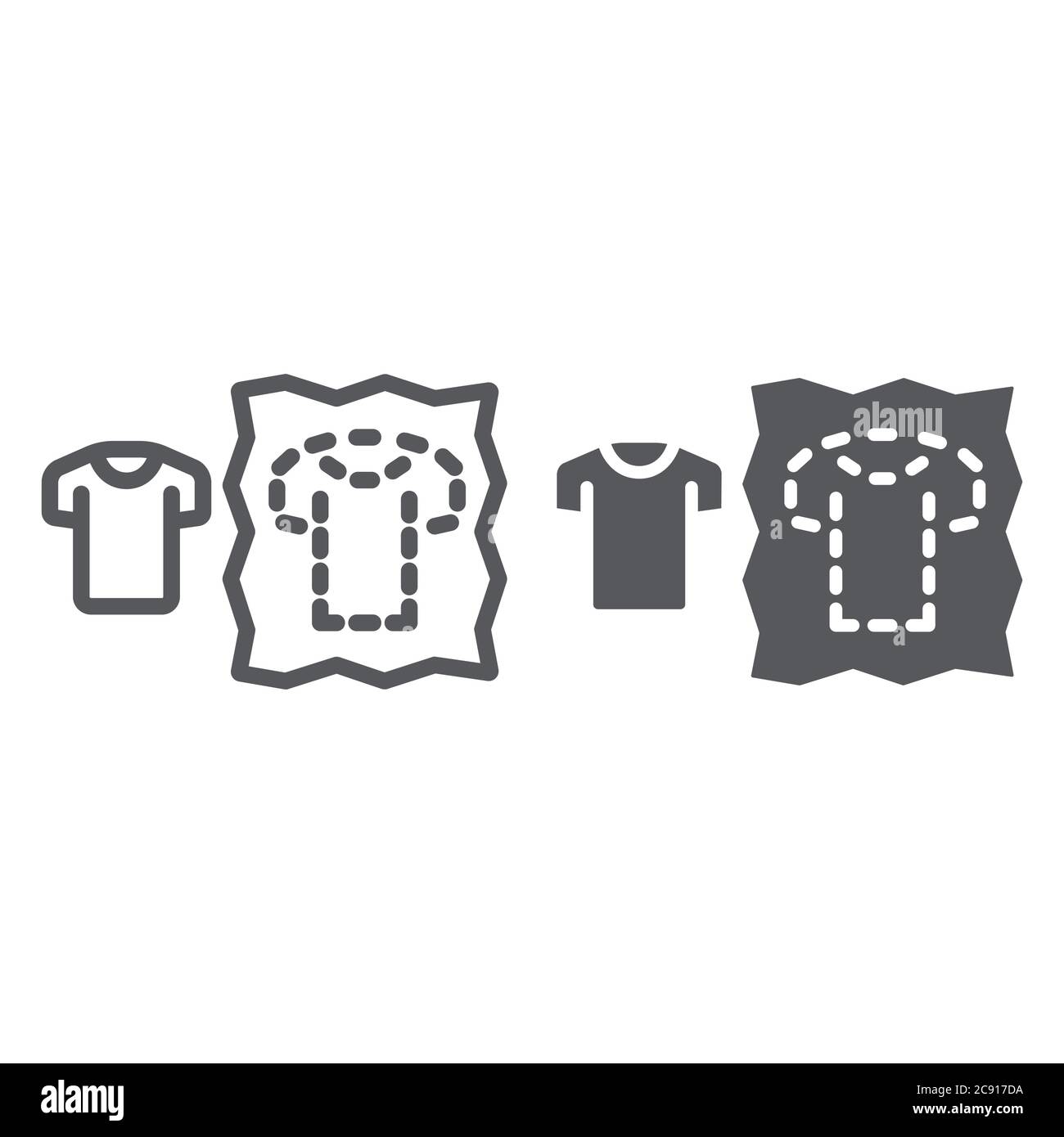 Sewing pattern line and glyph icon, dressmaking and sew, clothing ...