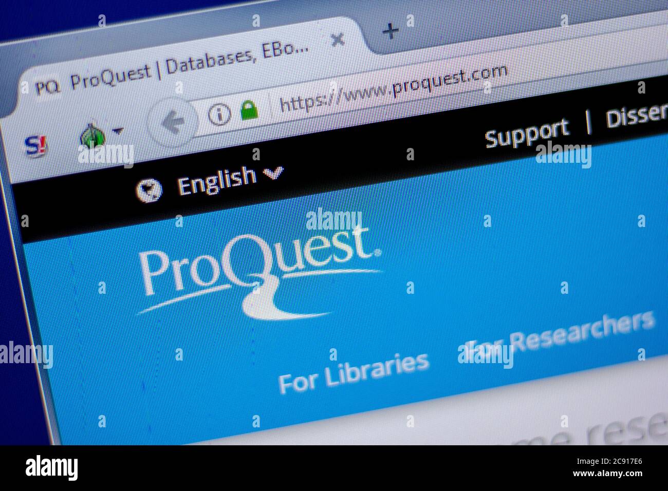 Ryazan, Russia - June 05, 2018: Homepage of ProQuest website on the ...