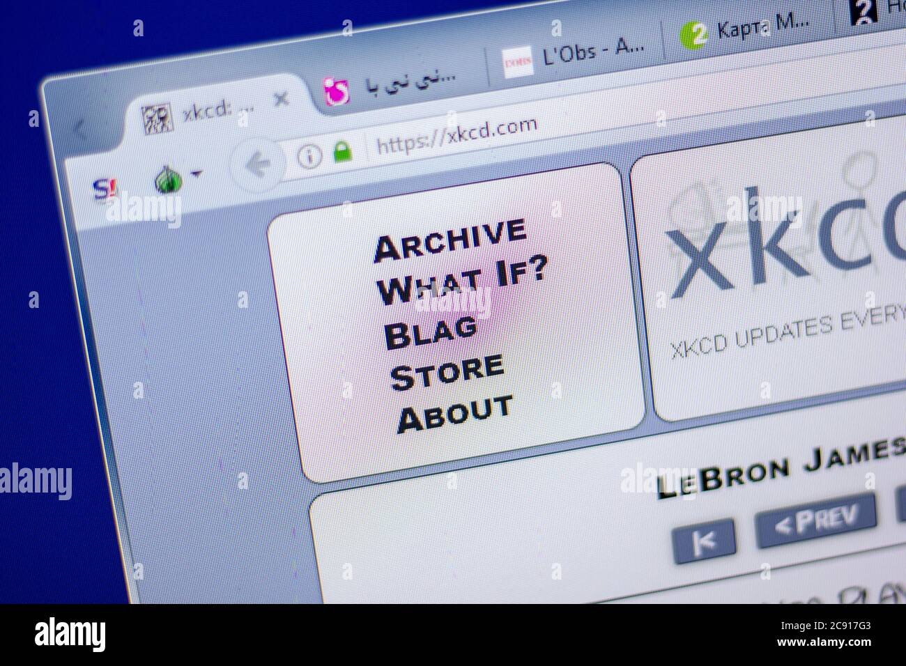 Ryazan, Russia - June 05, 2018: Homepage of XKCD website on the display ...