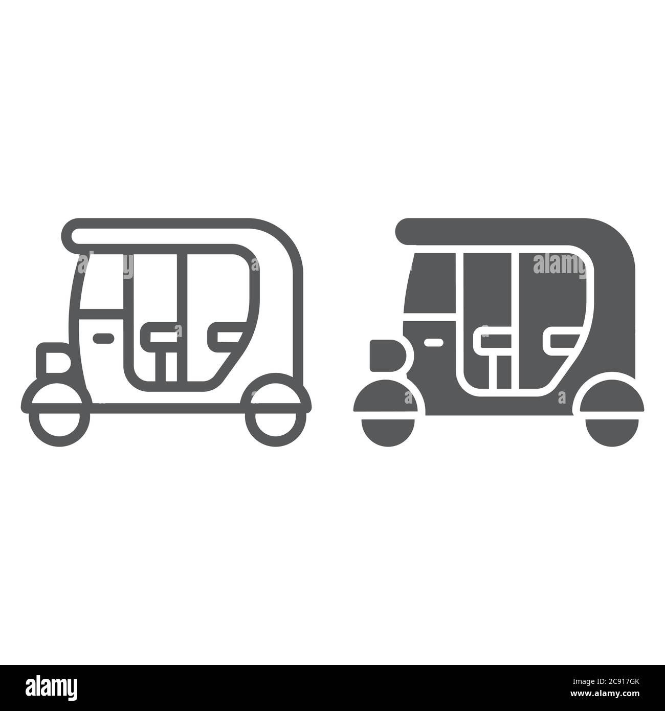 Tuk tuk line and glyph icon, car and vehicle, rickshaw sign, vector ...