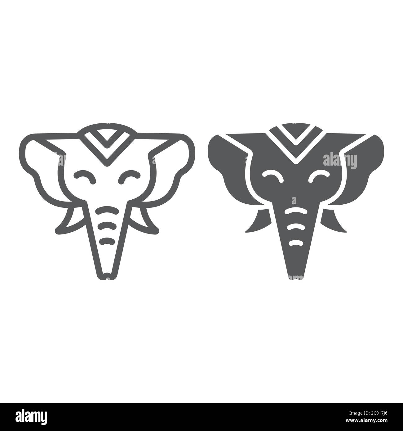 Elephant line and glyph icon, zoo and wildlife, african animal sign ...
