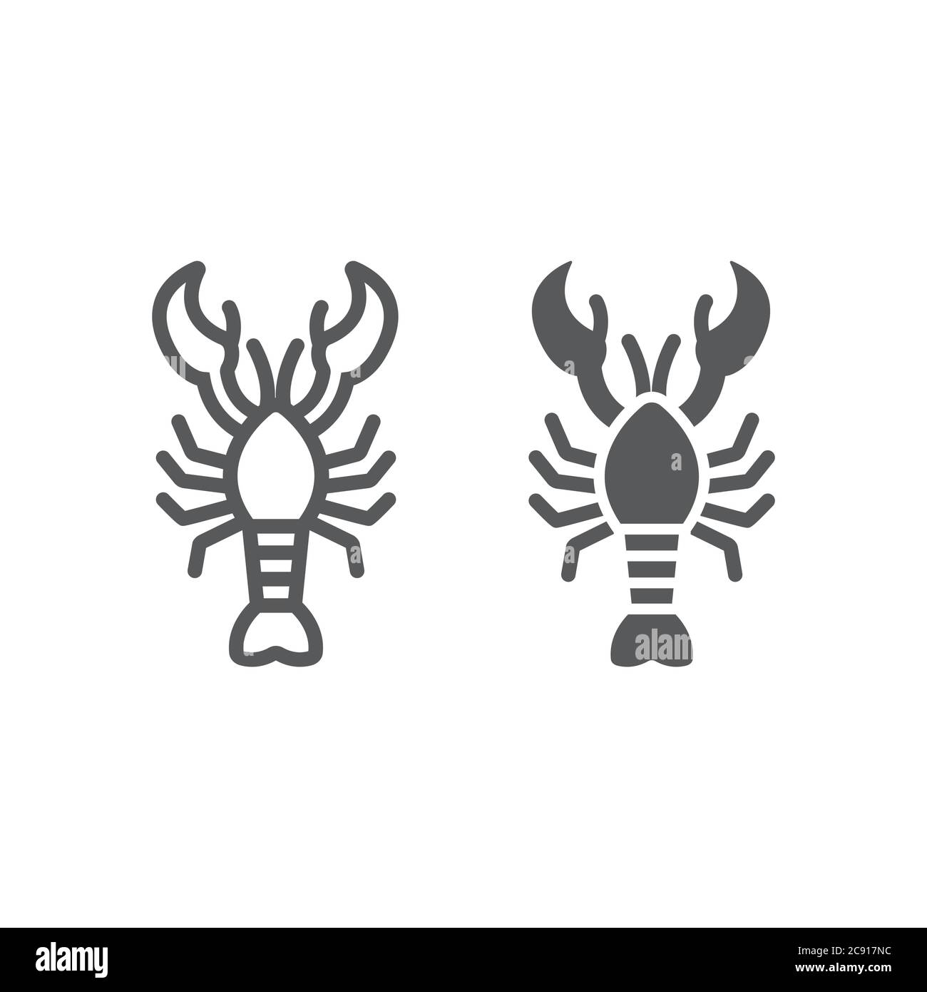 Lobster line and glyph icon, food and sea, cancer sign, vector graphics ...