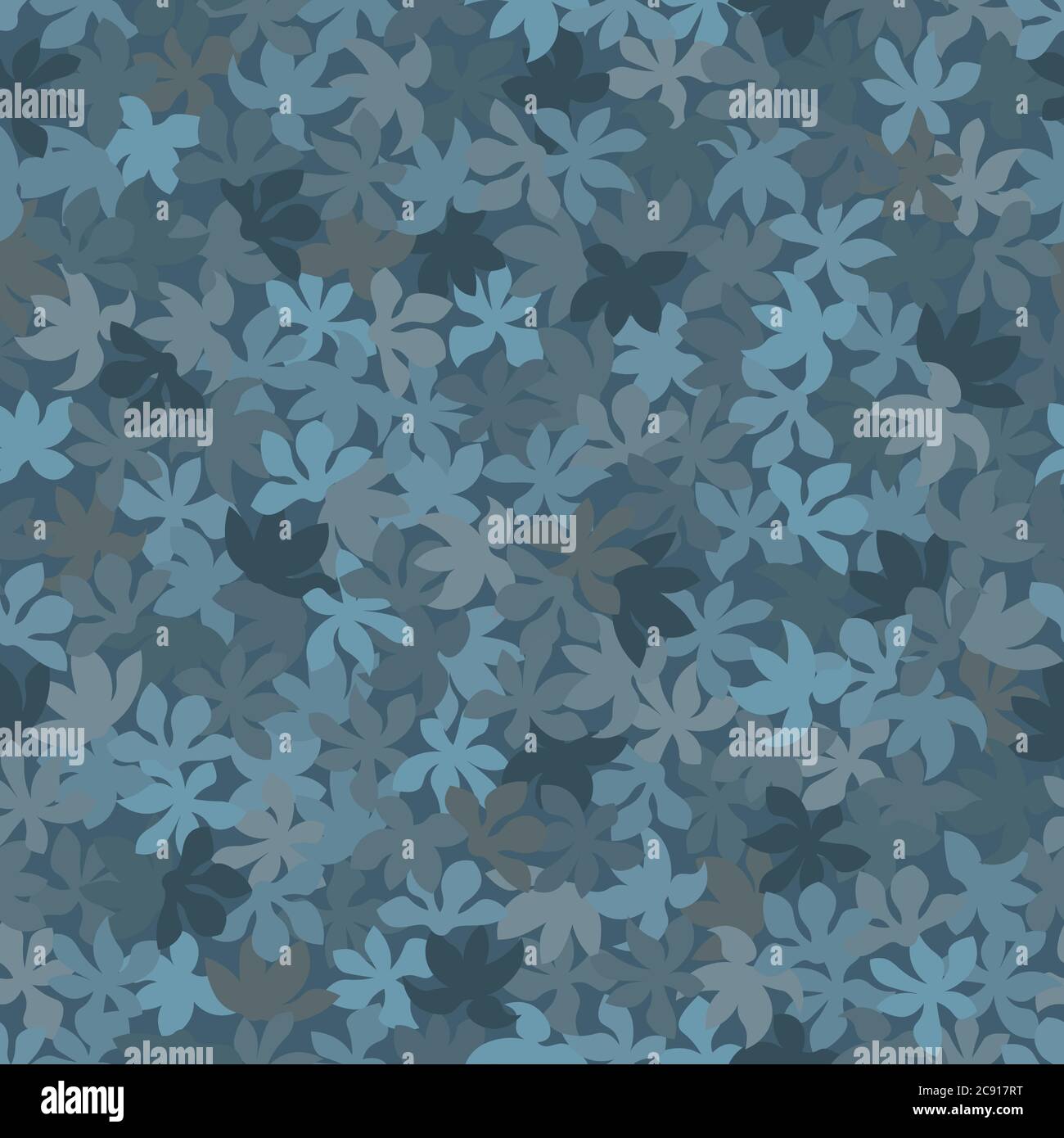 Modern monotone blue flowers with foliage pattern background Stock ...