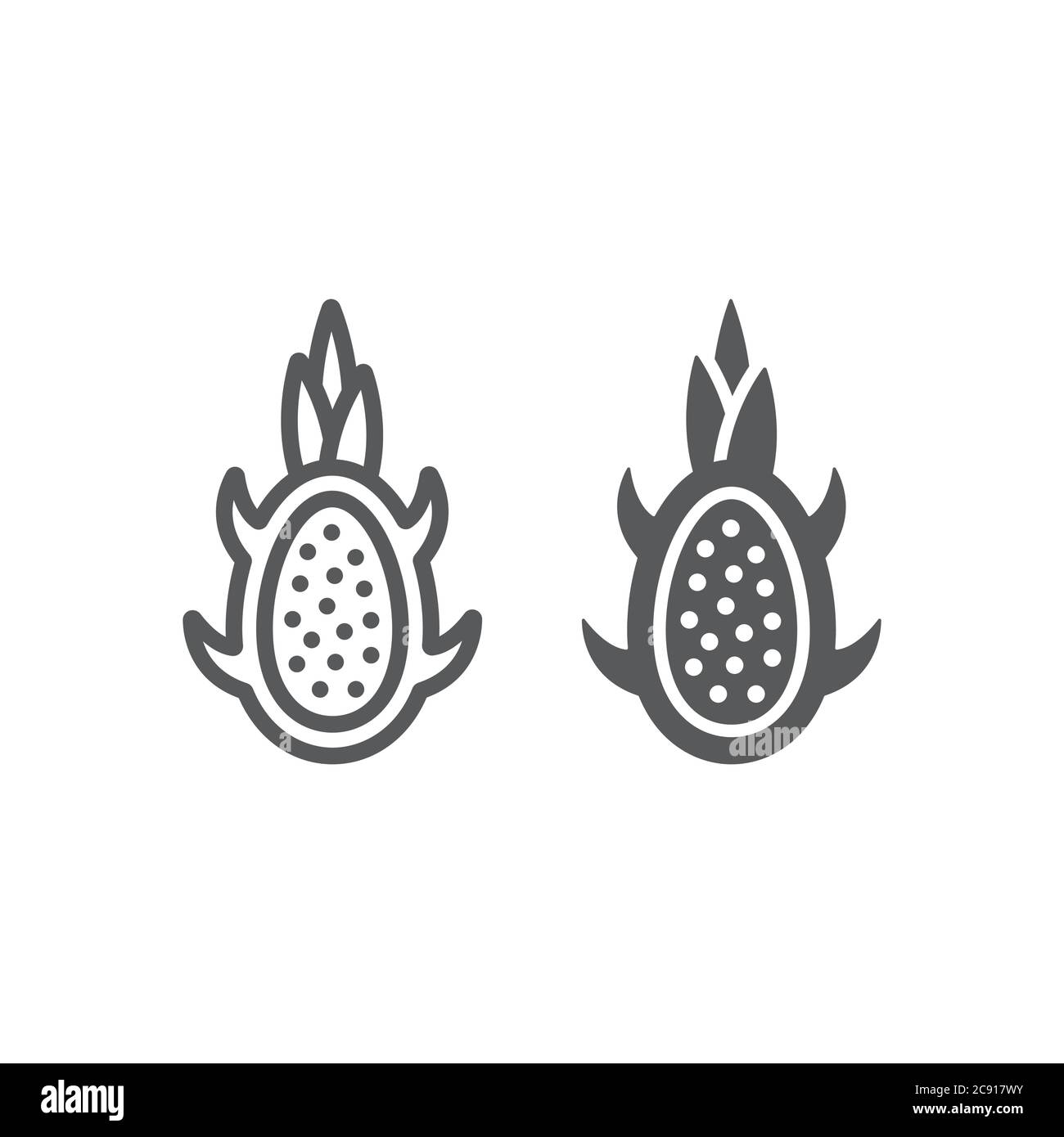 Dragon fruit line and glyph icon, fruits and tropical, exotic food sign ...