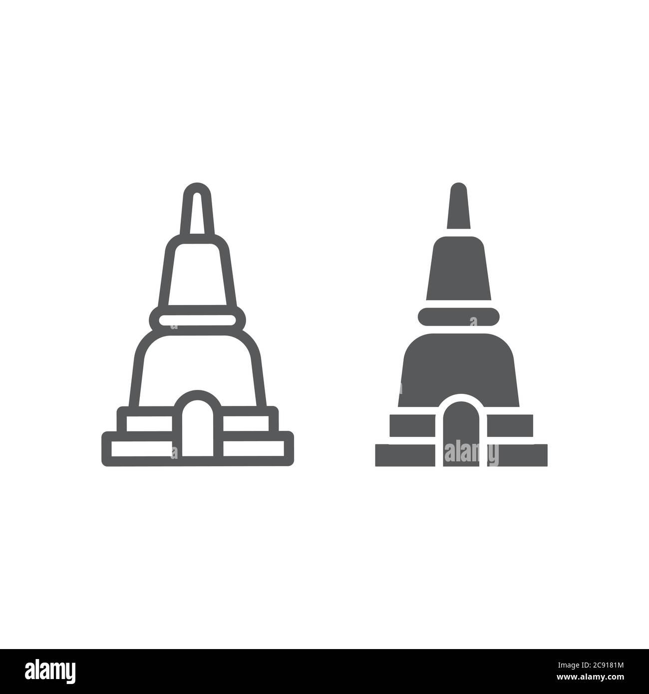 Thai pagoda line and glyph icon, asia and architecture, asian building ...