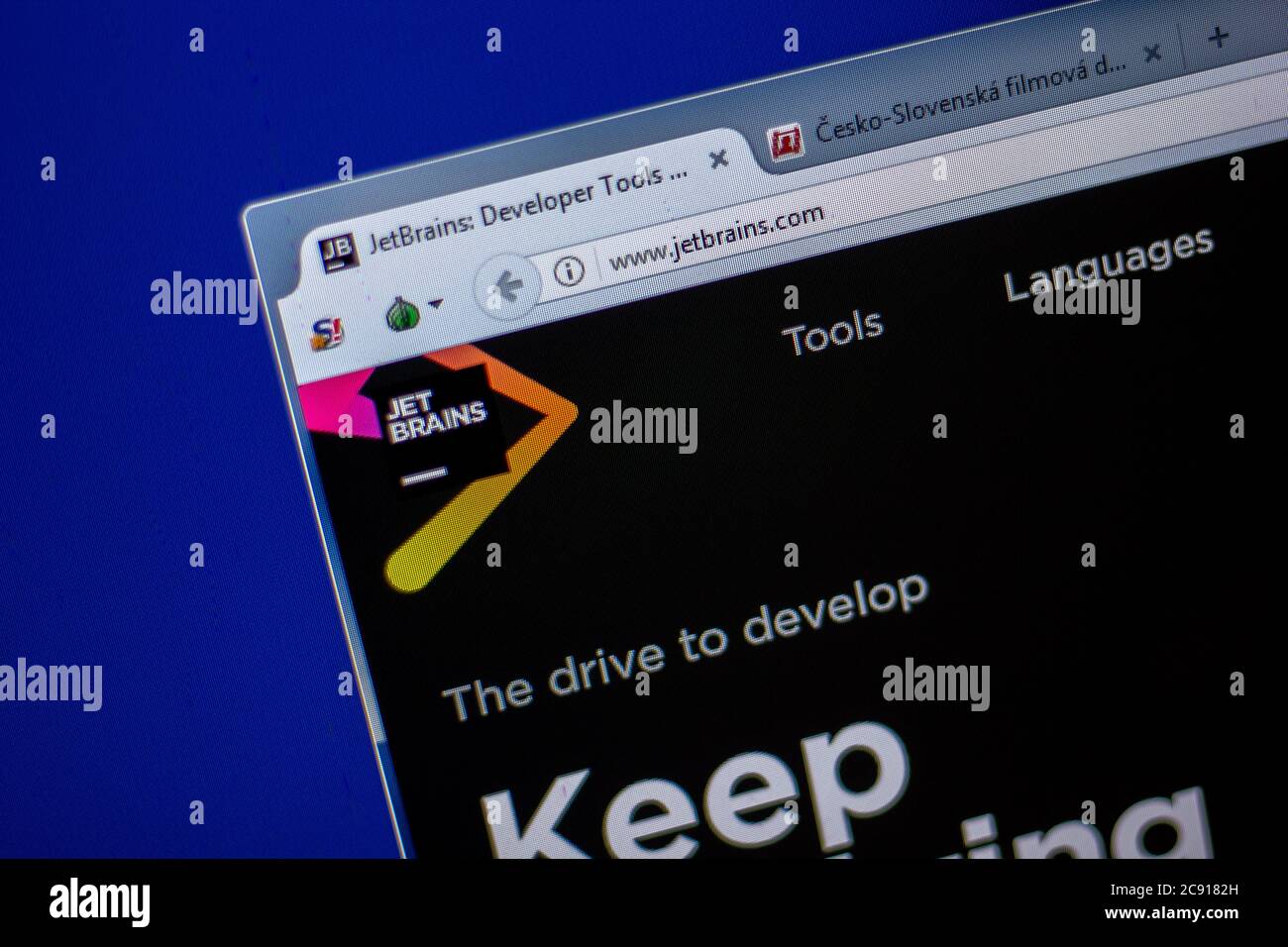 Ryazan, Russia - June 05, 2018: Homepage of JetBrains website on the display of PC, url ...
