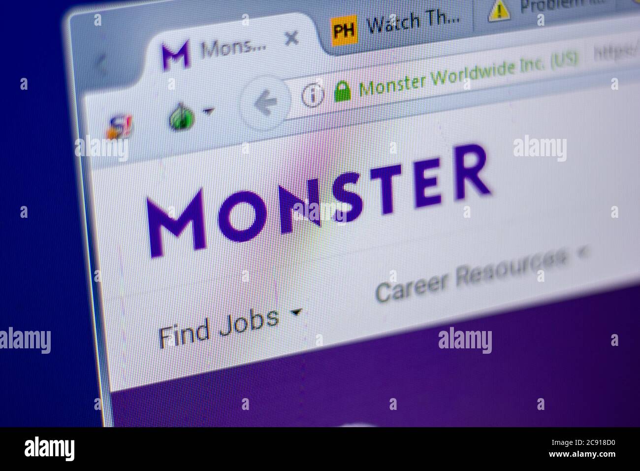 Ryazan, Russia - June 05, 2018: Homepage of Monster website on the ...