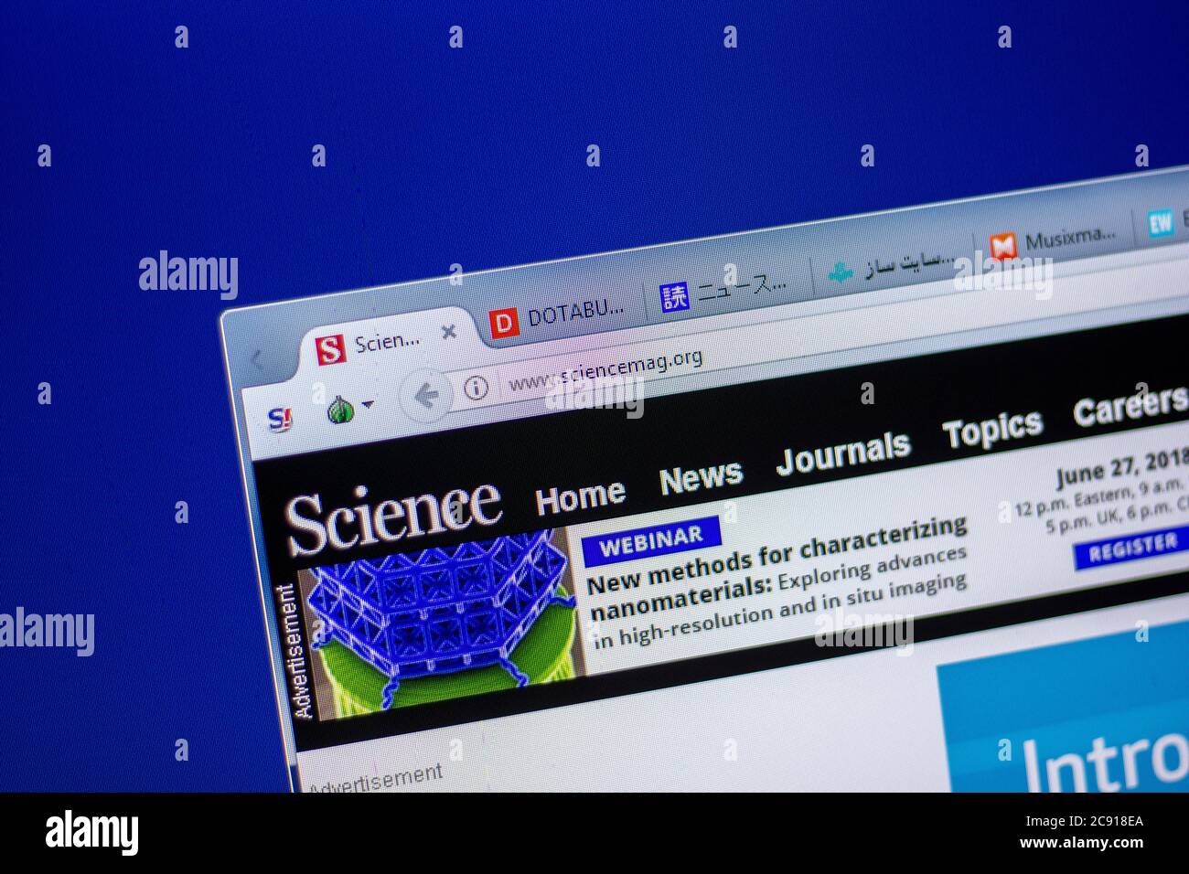 Ryazan, Russia - June 05, 2018: Homepage of ScienceMag website on the ...