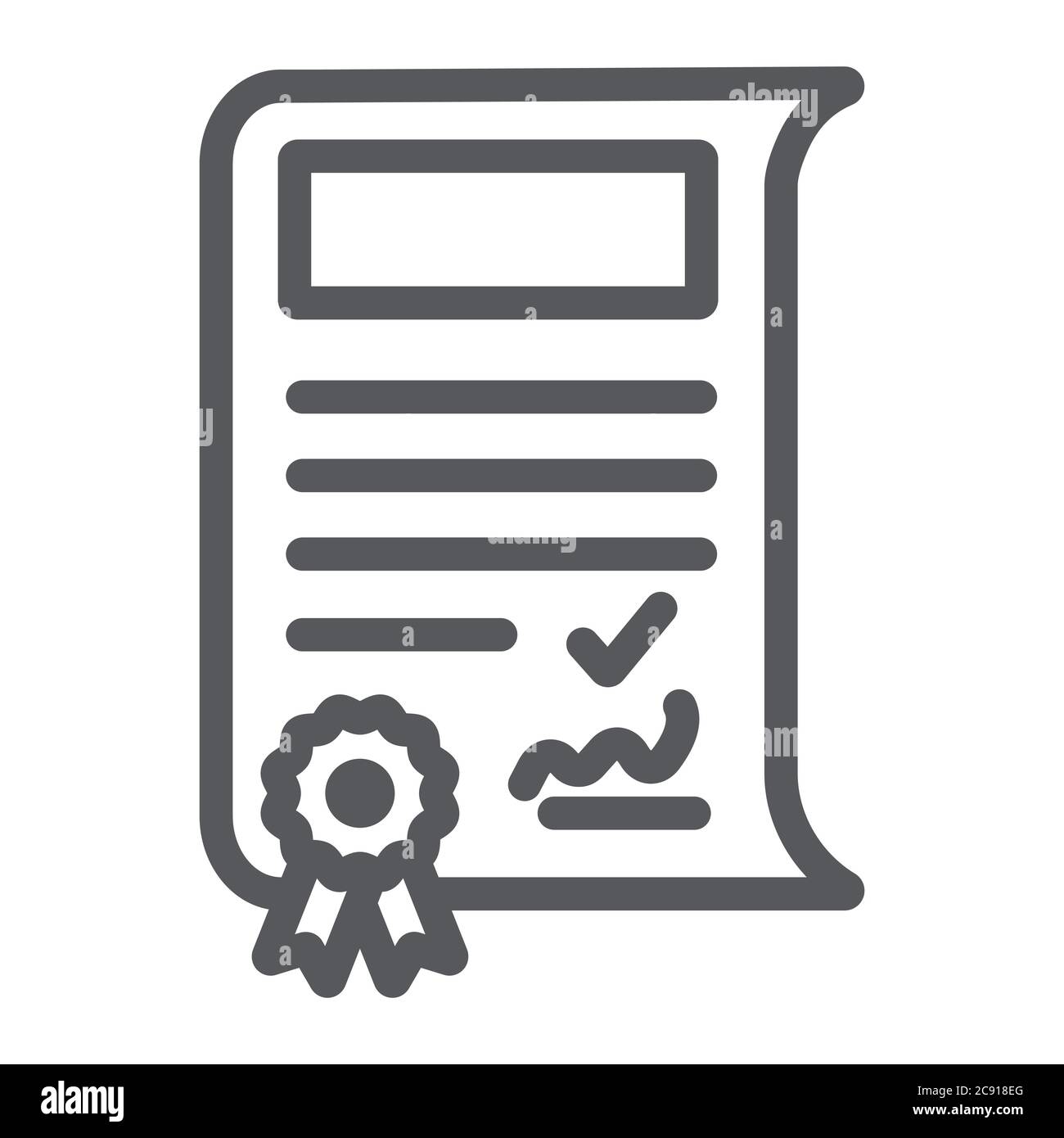 School sertificate line icon, achievement and award, diploma sign ...