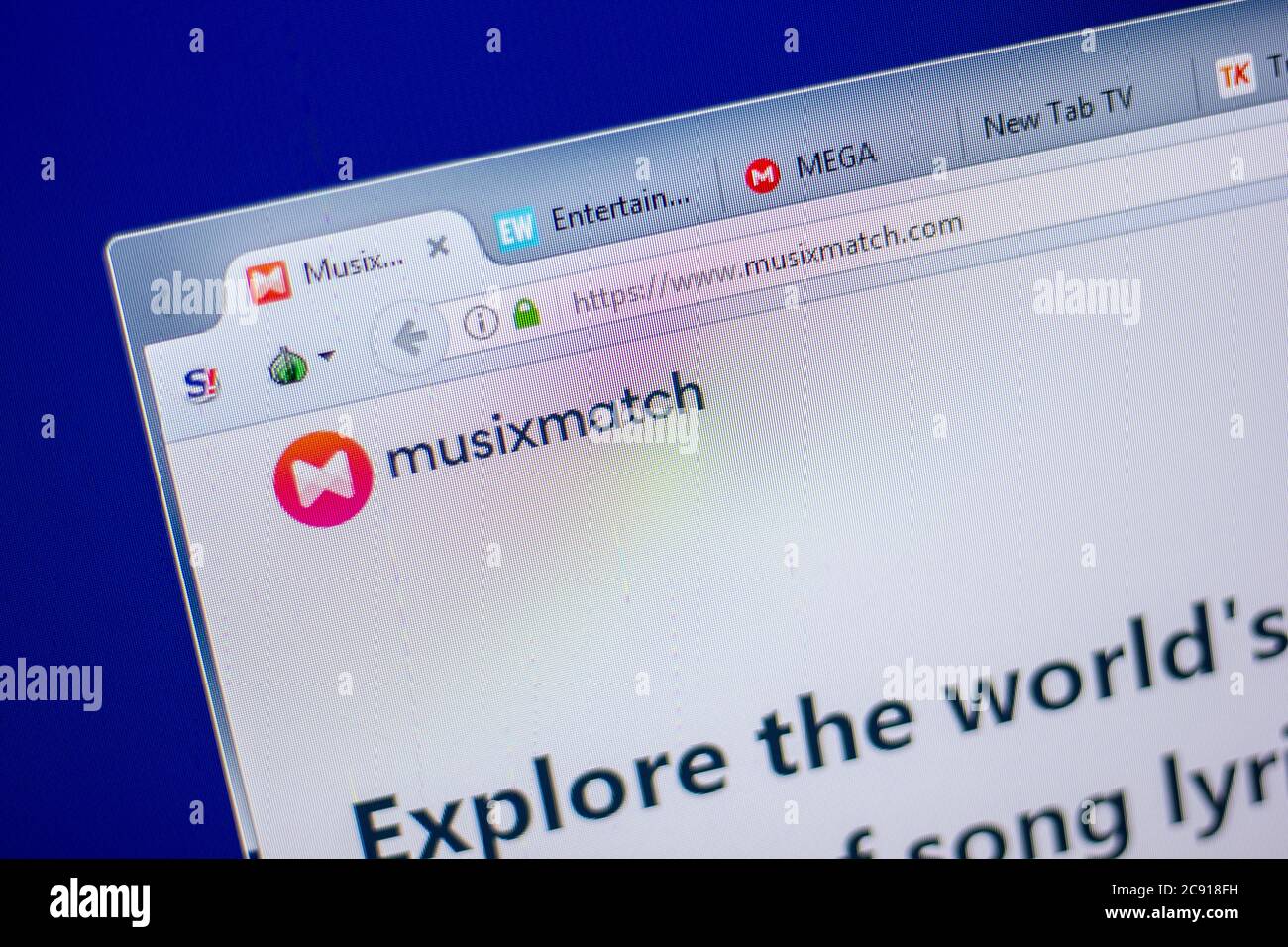 Ryazan, Russia - June 05, 2018: Homepage of MusixMatch website on the ...