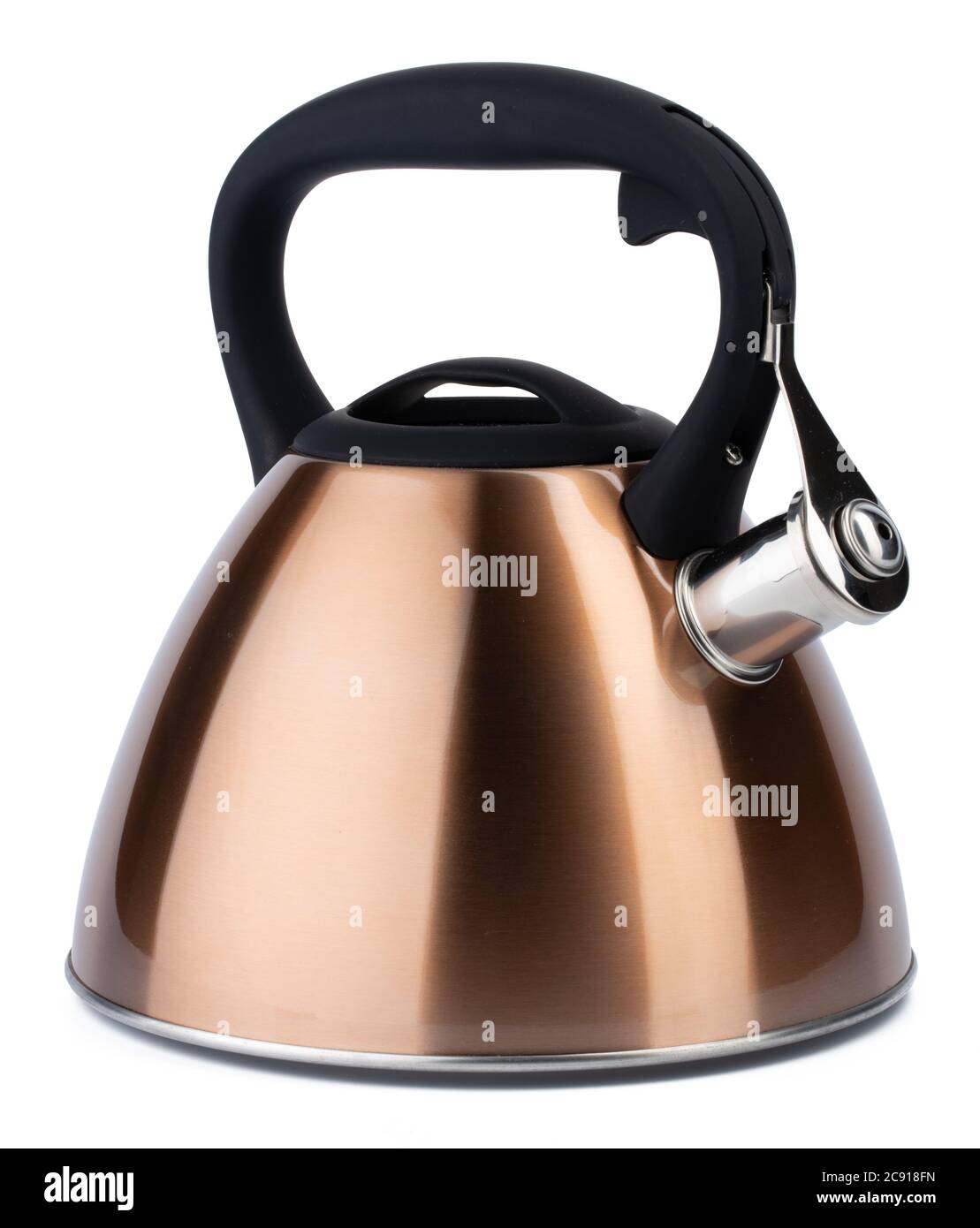 Metal tea pot for gas stove isolated on white Stock Photo - Alamy