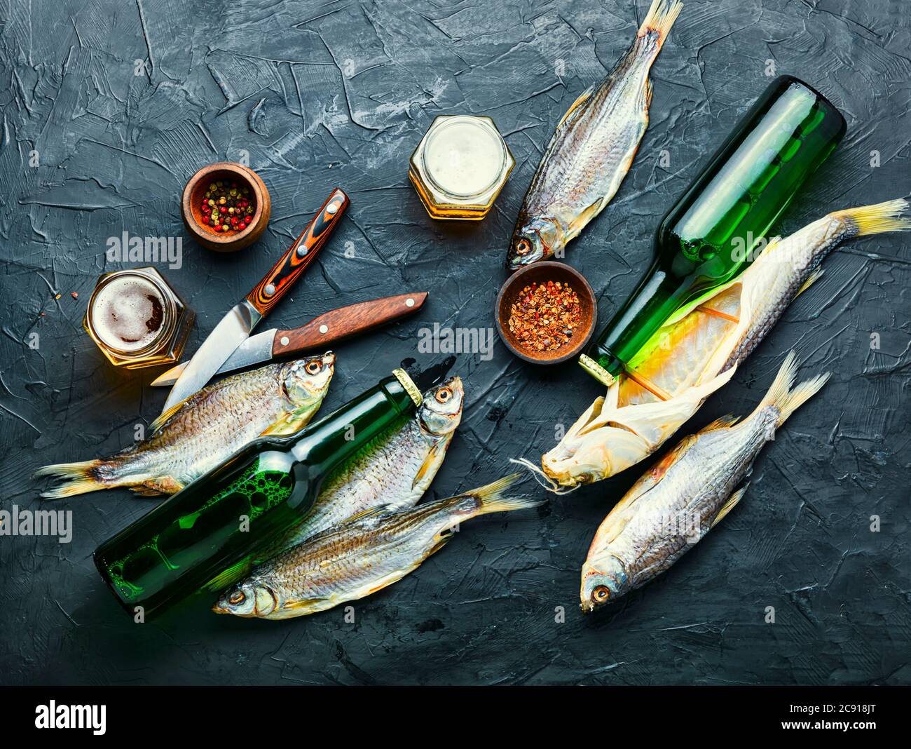 Dried fish on the table,salty dry sea fish for beer Stock Photo - Alamy