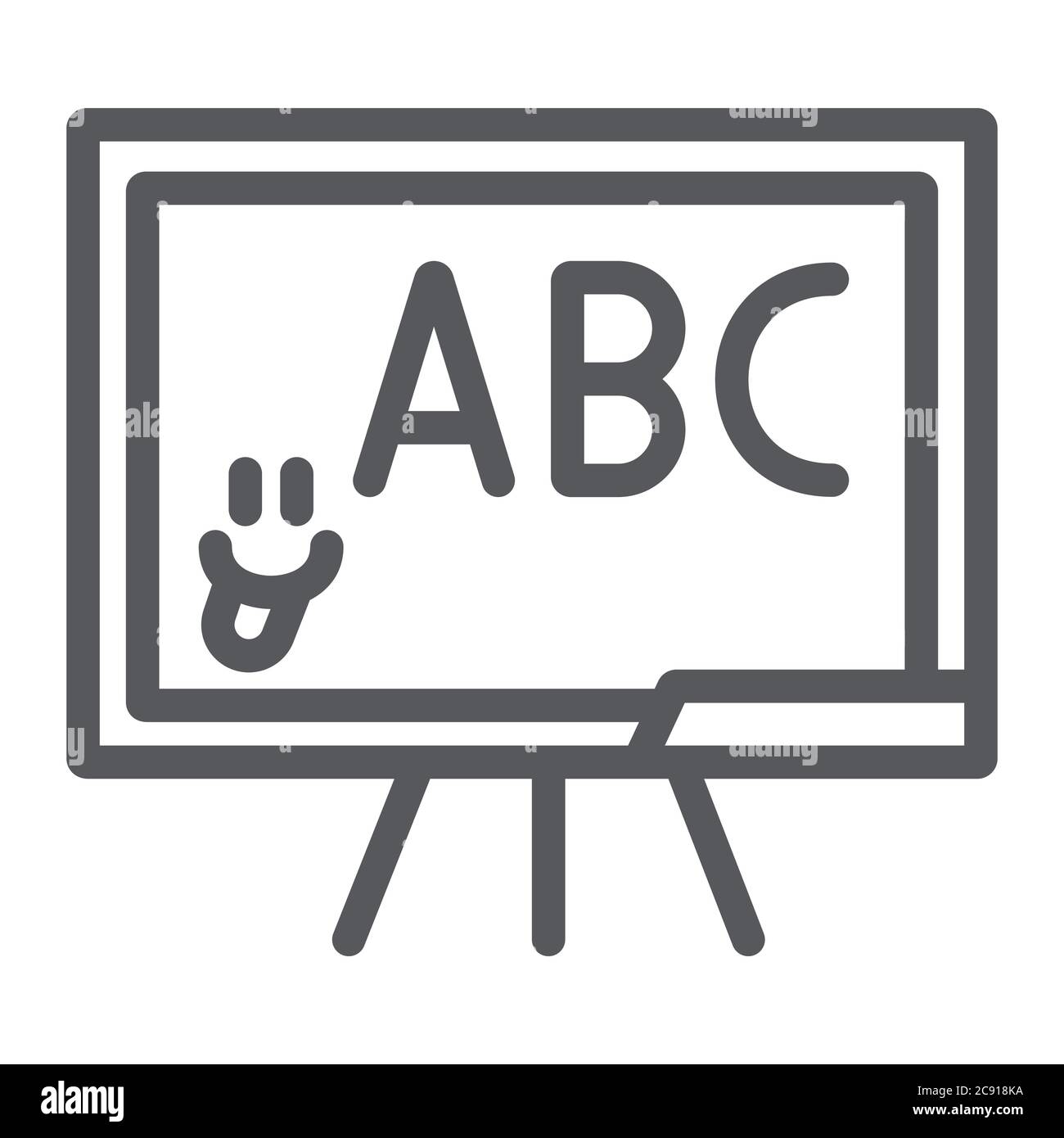 School blackboard line icon, school and classroom, teaching board sign ...