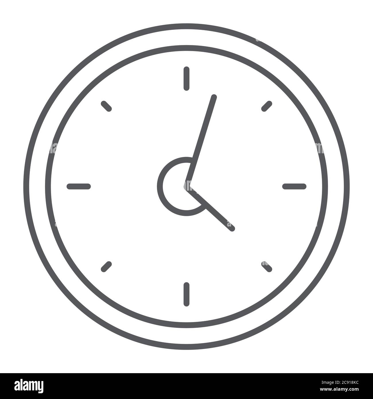 Clock thin line icon, hour and time, wall watch sign, vector graphics ...