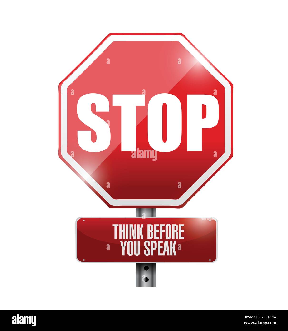 Stop think before you speak sign illustration design over a white ...
