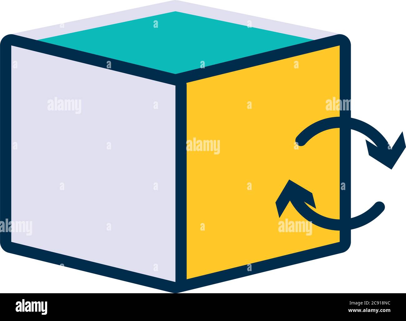cube with sync arrows icon over white background, line and fill style ...