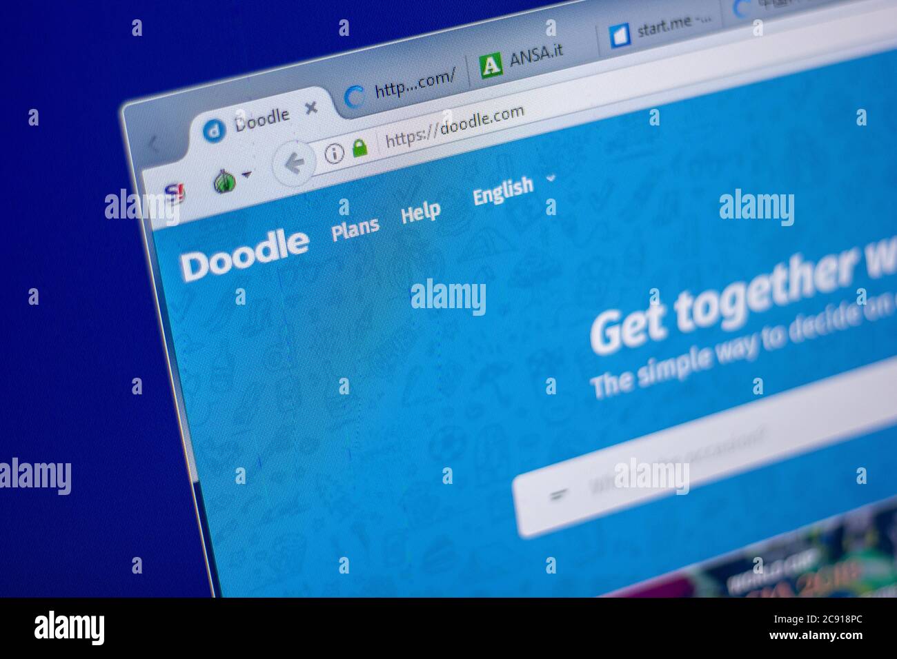 Ryazan, Russia - June 05, 2018: Homepage of Doodle website on the ...