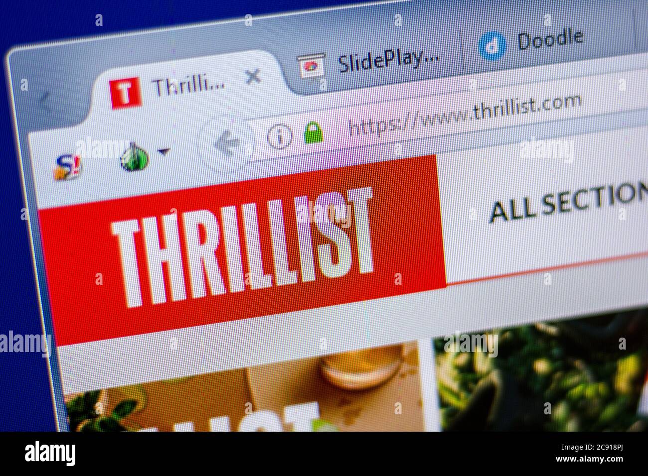 Ryazan, Russia - June 05, 2018: Homepage of Thrillist website on the ...