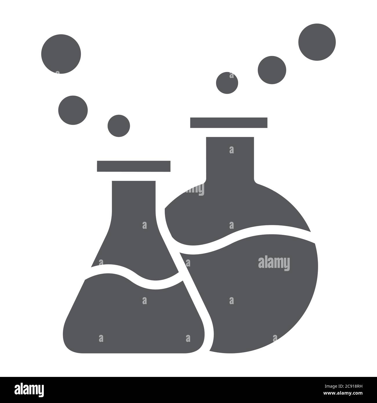 Lab glassware glyph icon, science and laboratory, chemical flasks sign ...