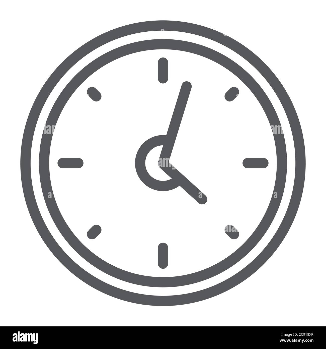 Clock line icon, hour and time, wall watch sign, vector graphics, a ...
