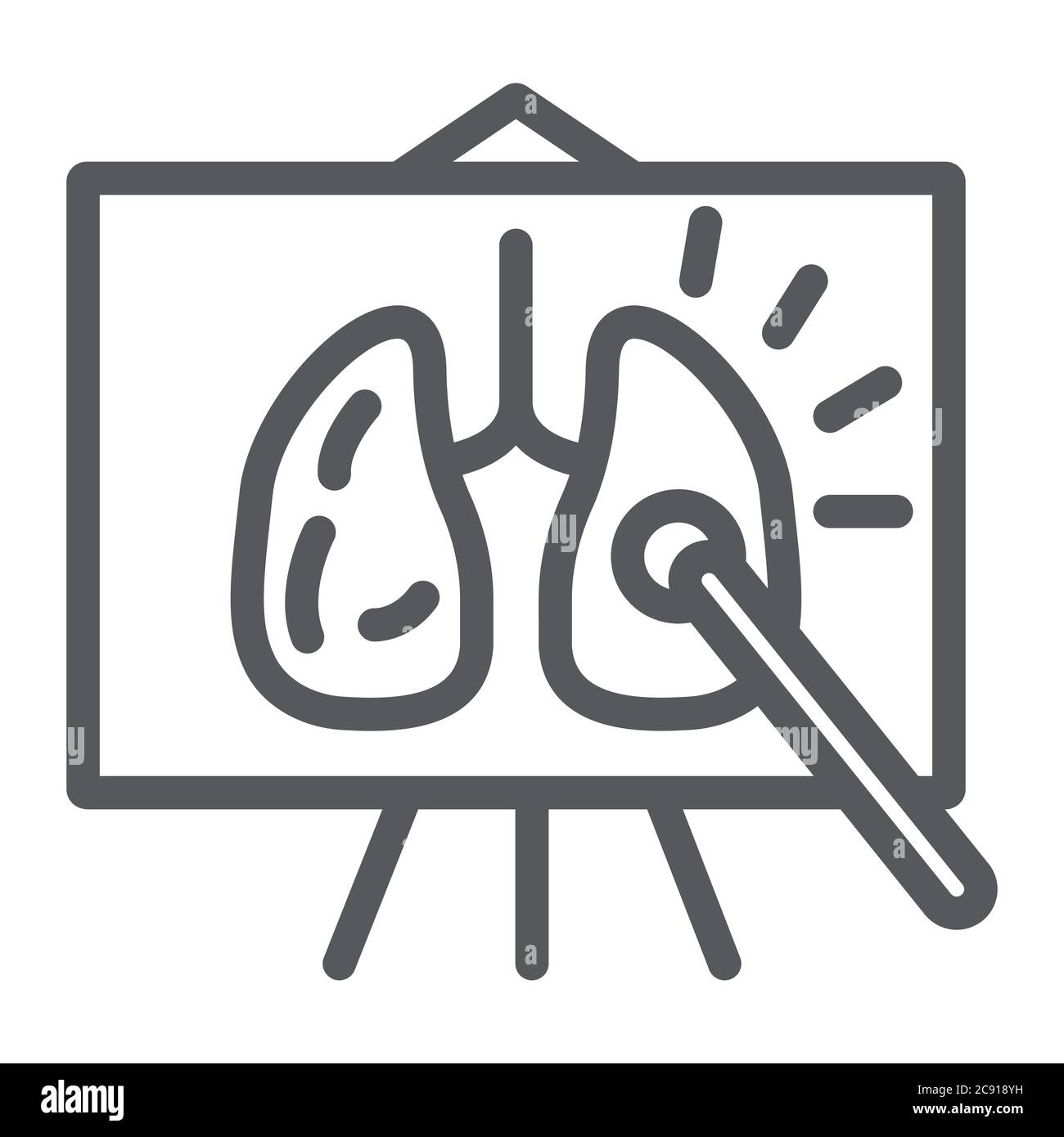 Anatomy lesson line icon, school and blackboard, anatomy class sign ...