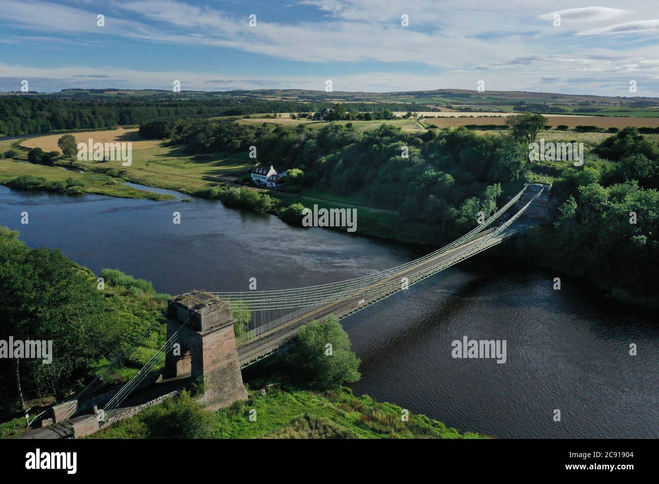 The 200-year-old Union Chain suspension bridge, which crosses the River ...