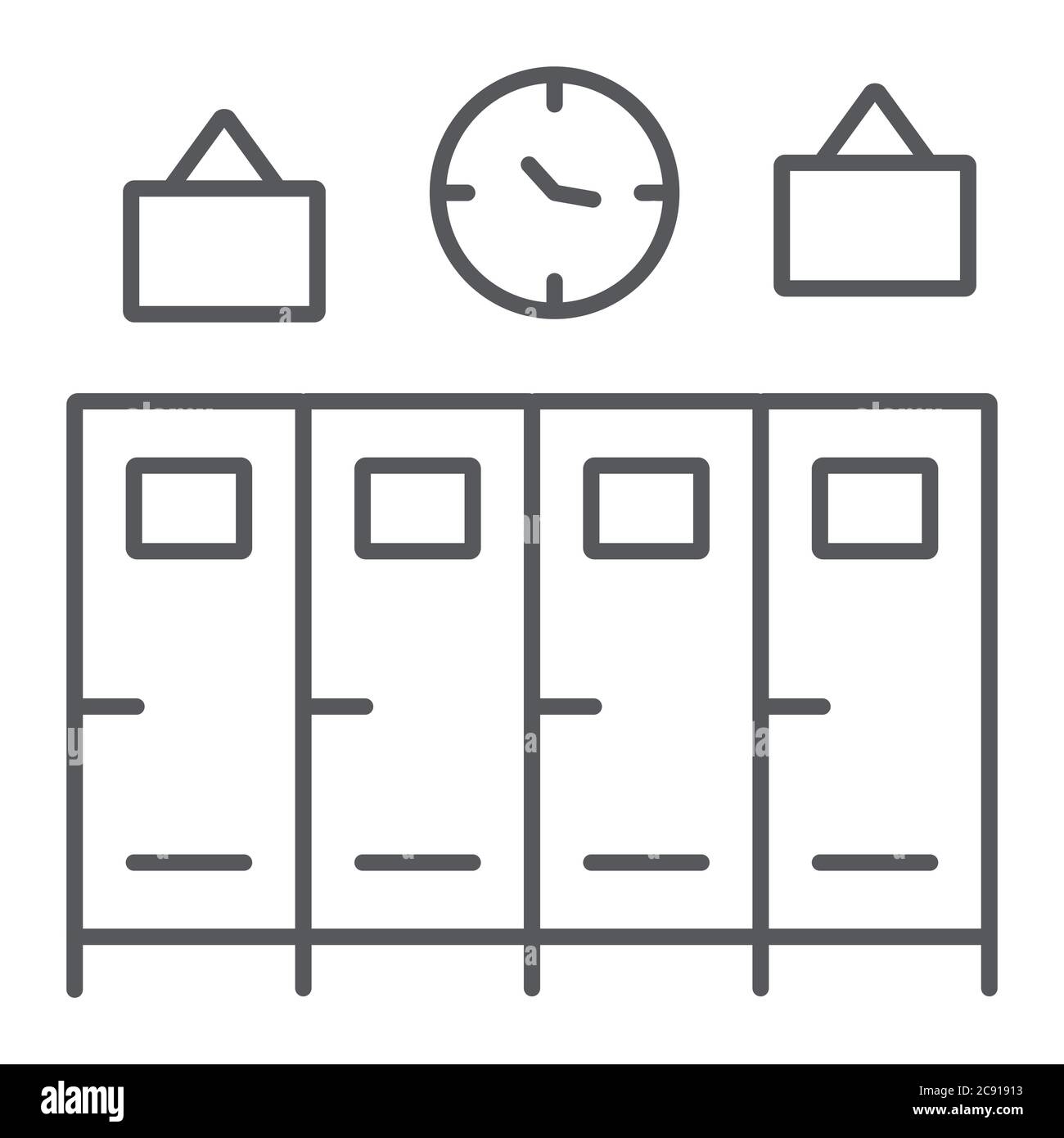 School lockers thin line icon, gym and changing, closet sign, vector ...