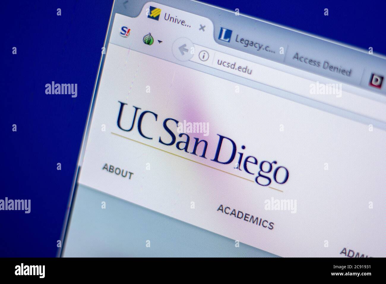 Ryazan, Russia - June 05, 2018: Homepage of UCSD website on the display ...