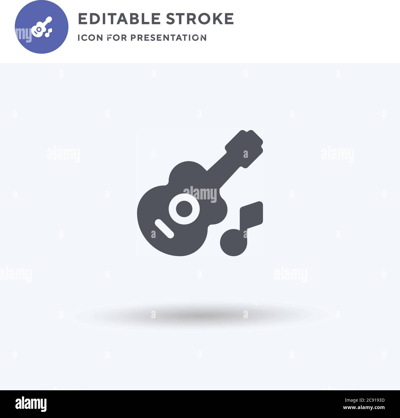 Guitar icon vector, filled flat sign, solid pictogram isolated on white ...