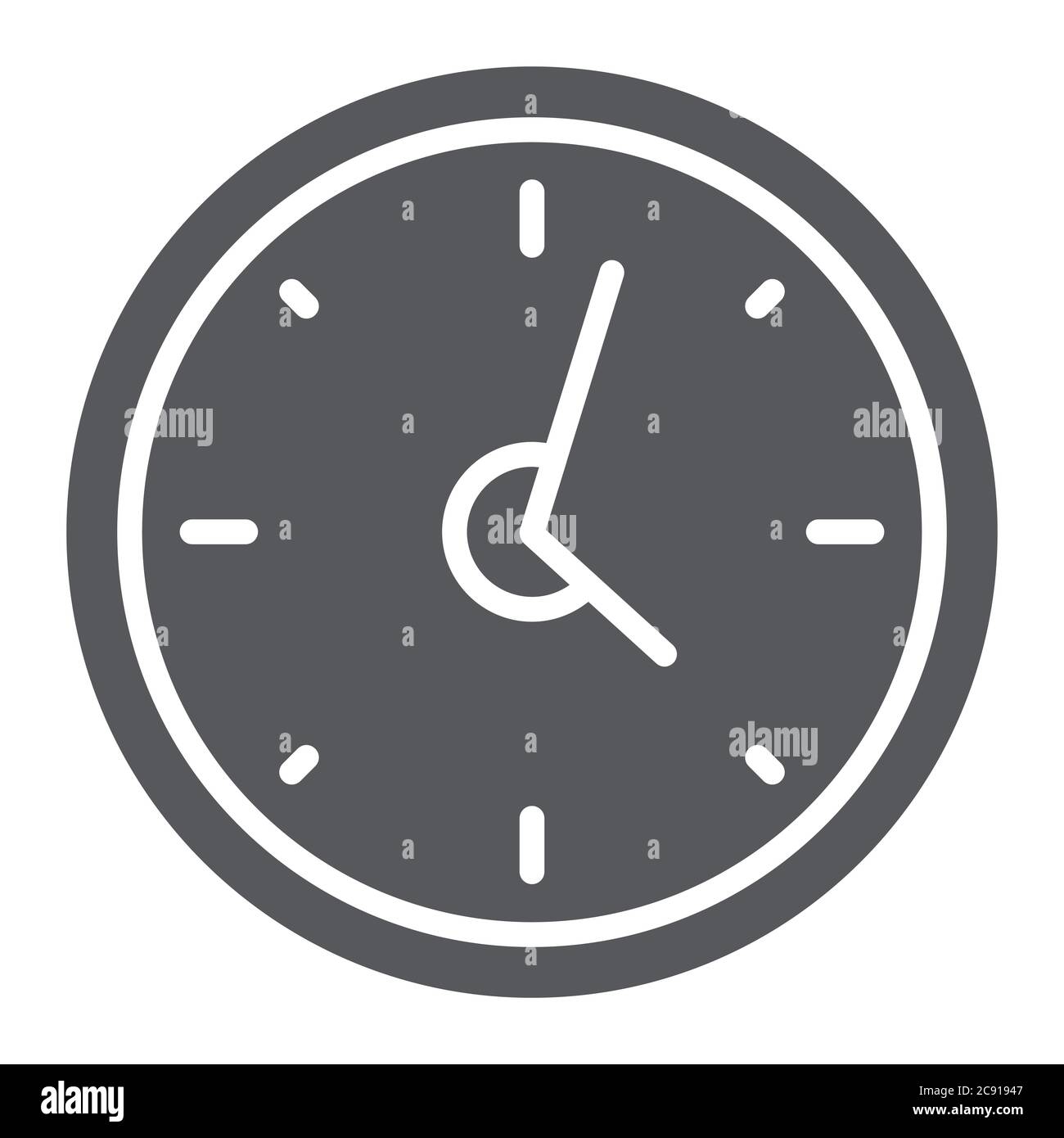 Clock glyph icon, hour and time, wall watch sign, vector graphics, a ...