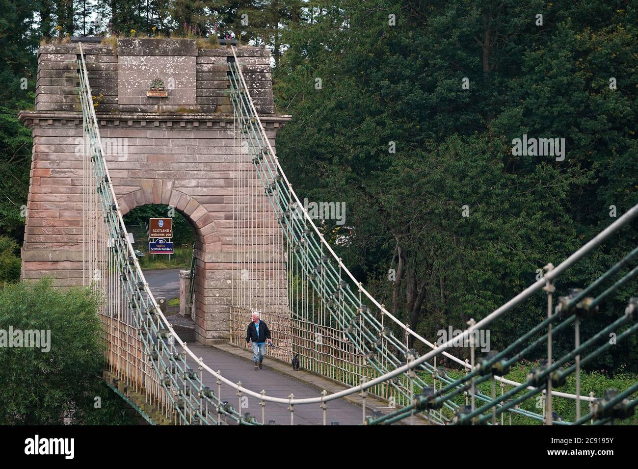 The 200-year-old Union Chain suspension bridge, which crosses the River ...