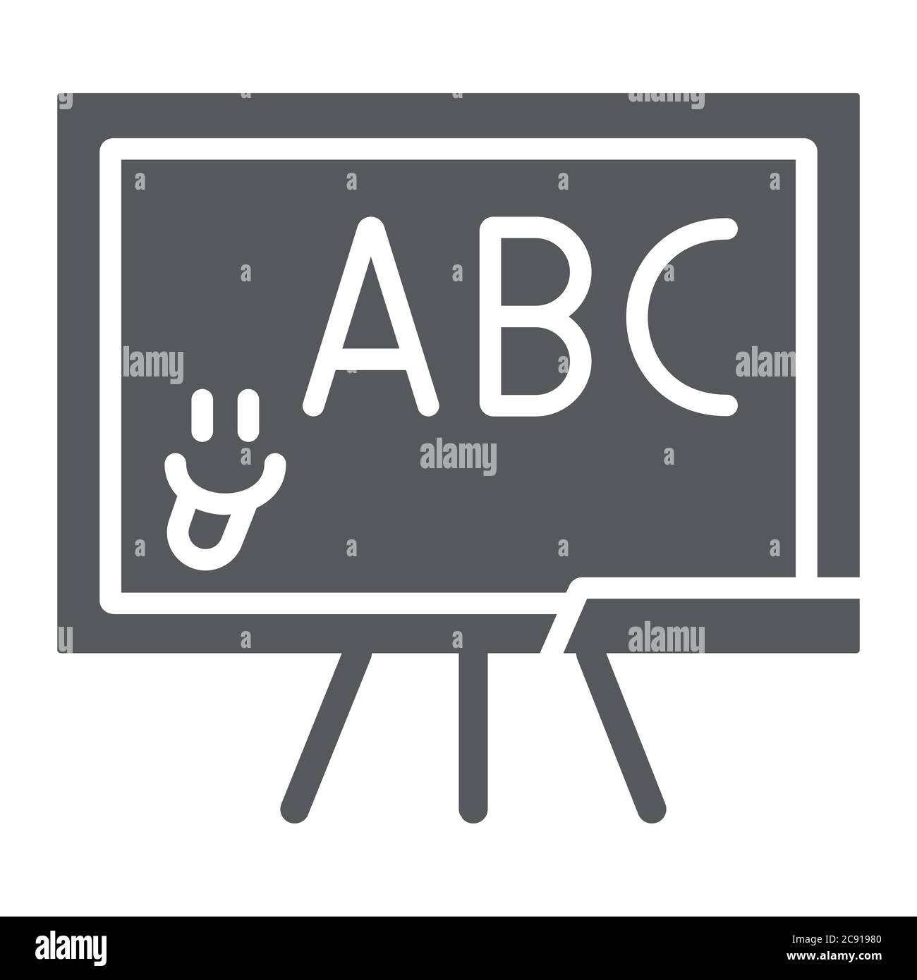 School blackboard glyph icon, school and classroom, teaching board sign ...