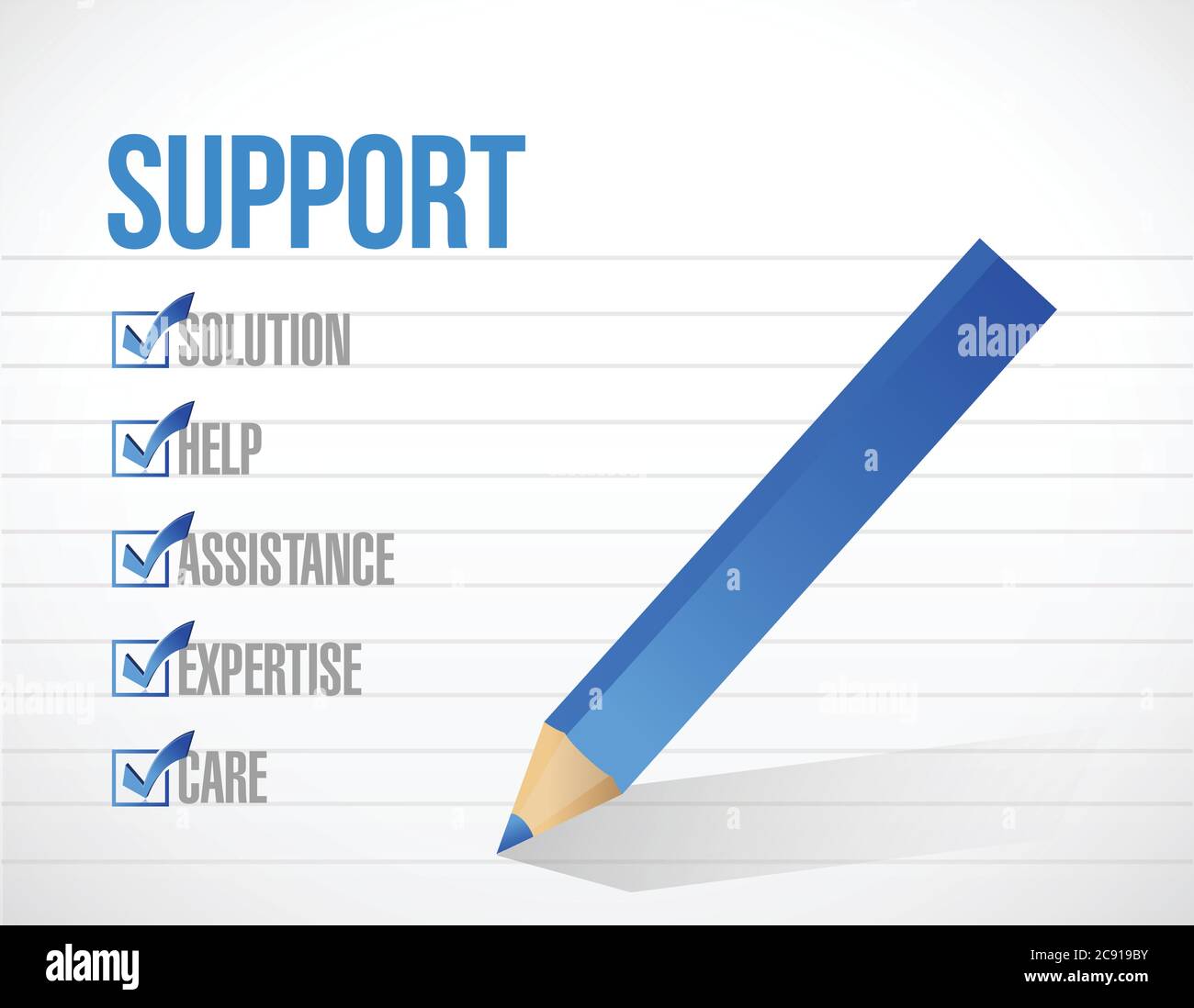 Support check list illustration design over a white paper background ...