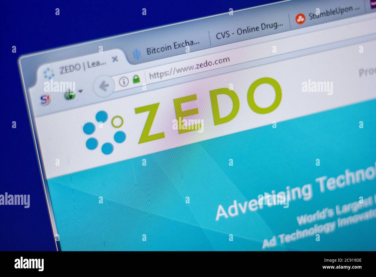 Ryazan, Russia - June 05, 2018: Homepage of Zedo website on the display ...