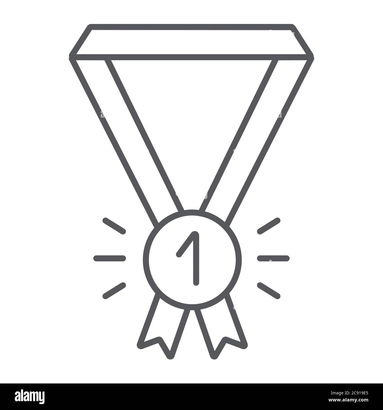 Medal thin line icon, badge and award, first place prize sign, vector ...